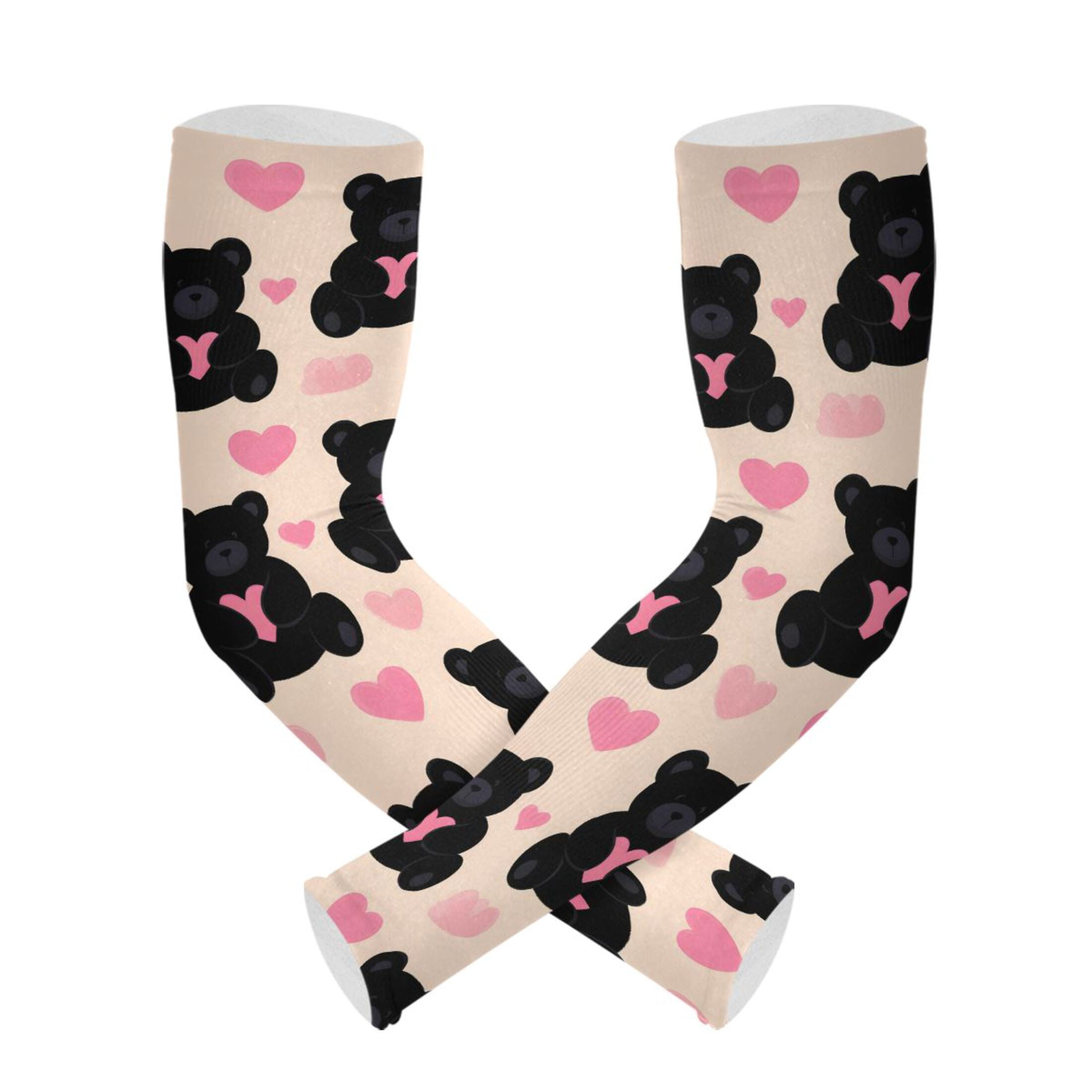 Black Bear Heart UV Protection Cooling Arm Sleeves, Compression Sun ...