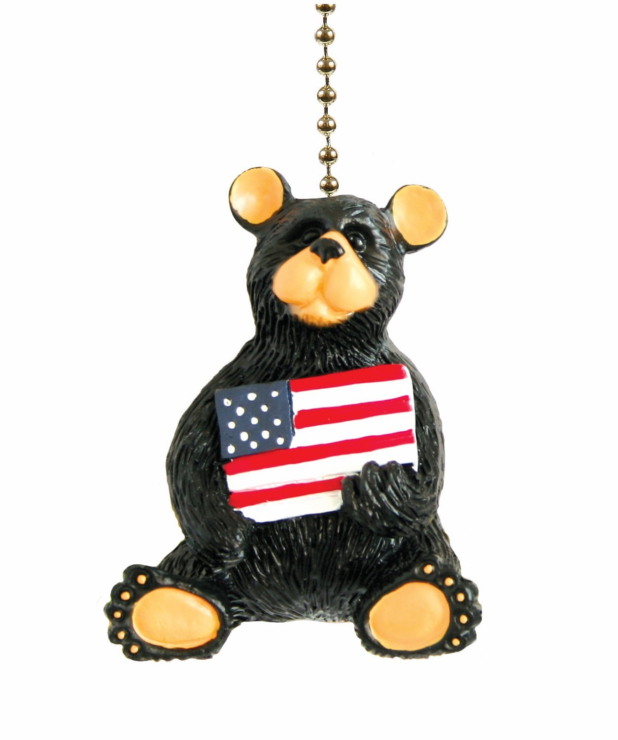 Black Bear Holding US Flag Ceiling Fan Pull or Light Pull Chain ...