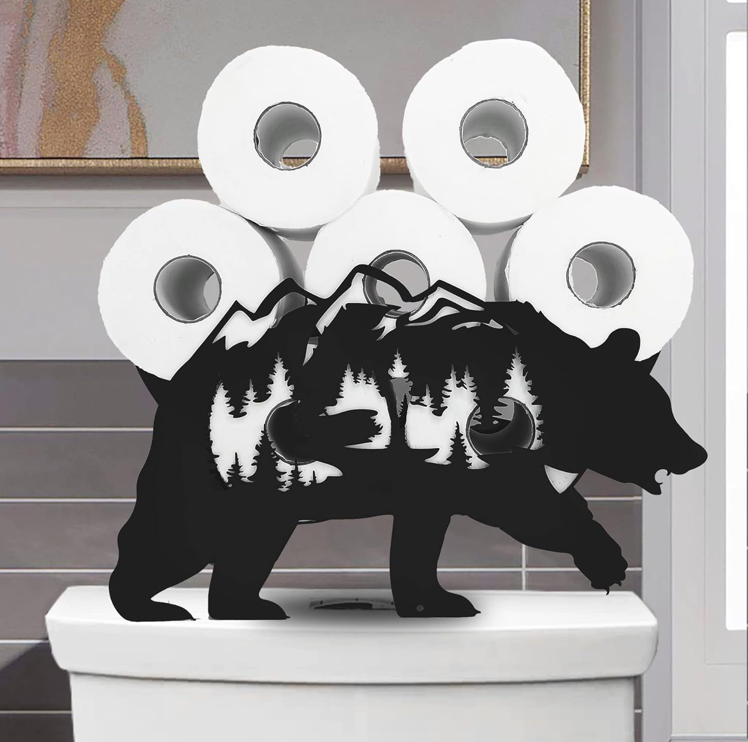 Black Bear Metal Toilet Tissue Holder, Animal Paper Holders, Decorative ...