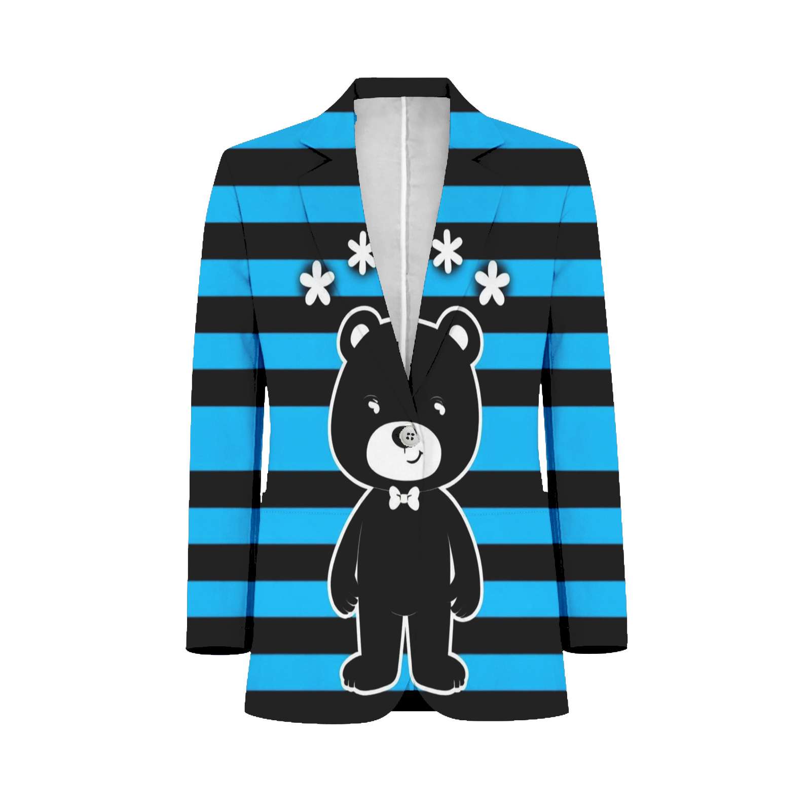 Black Bear On Blue Stripes Men Blazers Slim Clothing Summer Jacket Man ...