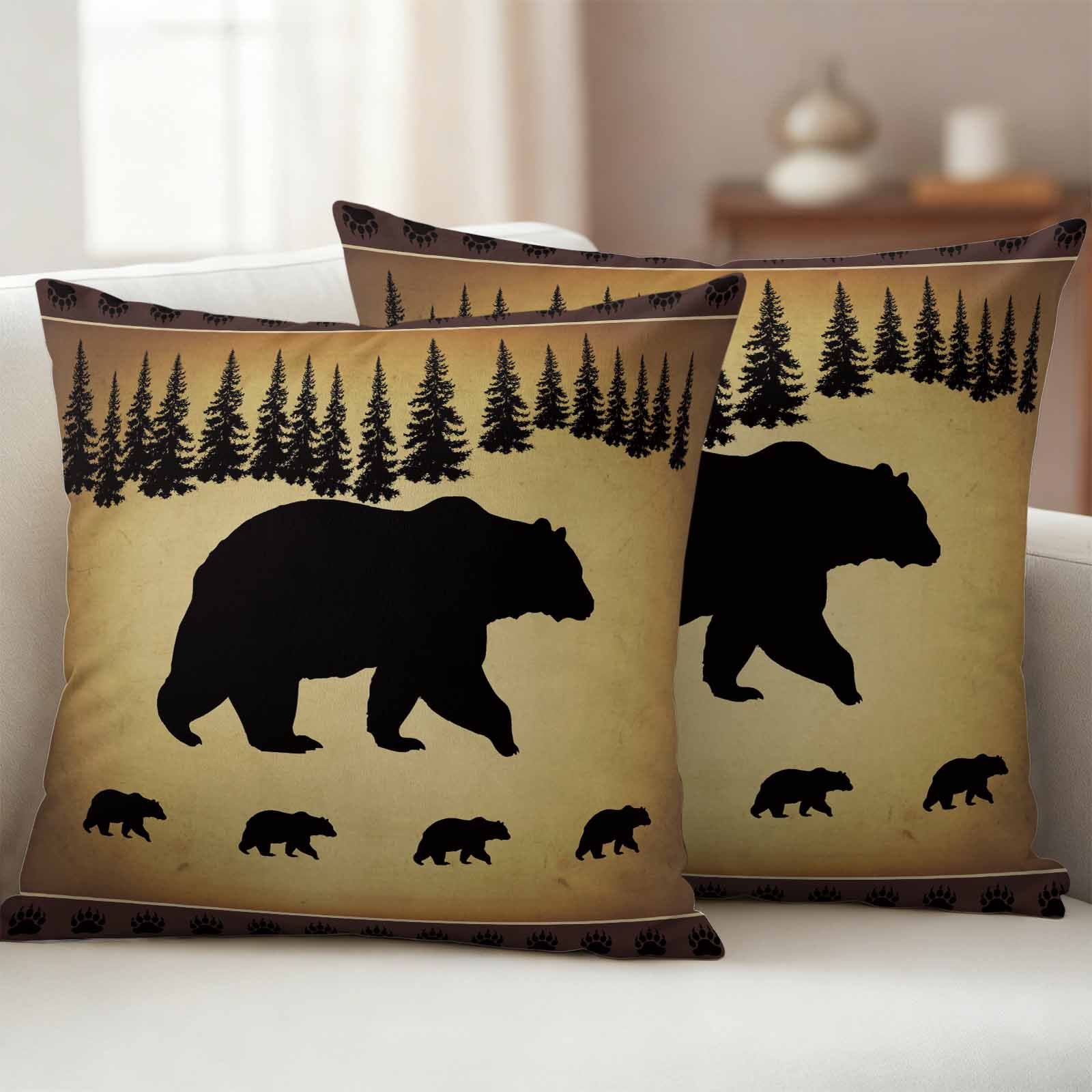 Black Bear Outdoor Waterproof Throw Pillow Covers 16x16 Set of 2 ...