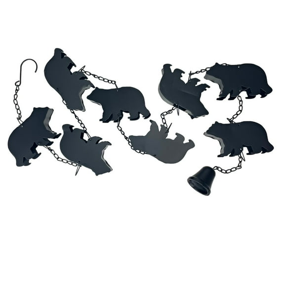 Black Bear Rain Chain - 75" Long with 8 3D Bear Designs, Weighted Bell ...