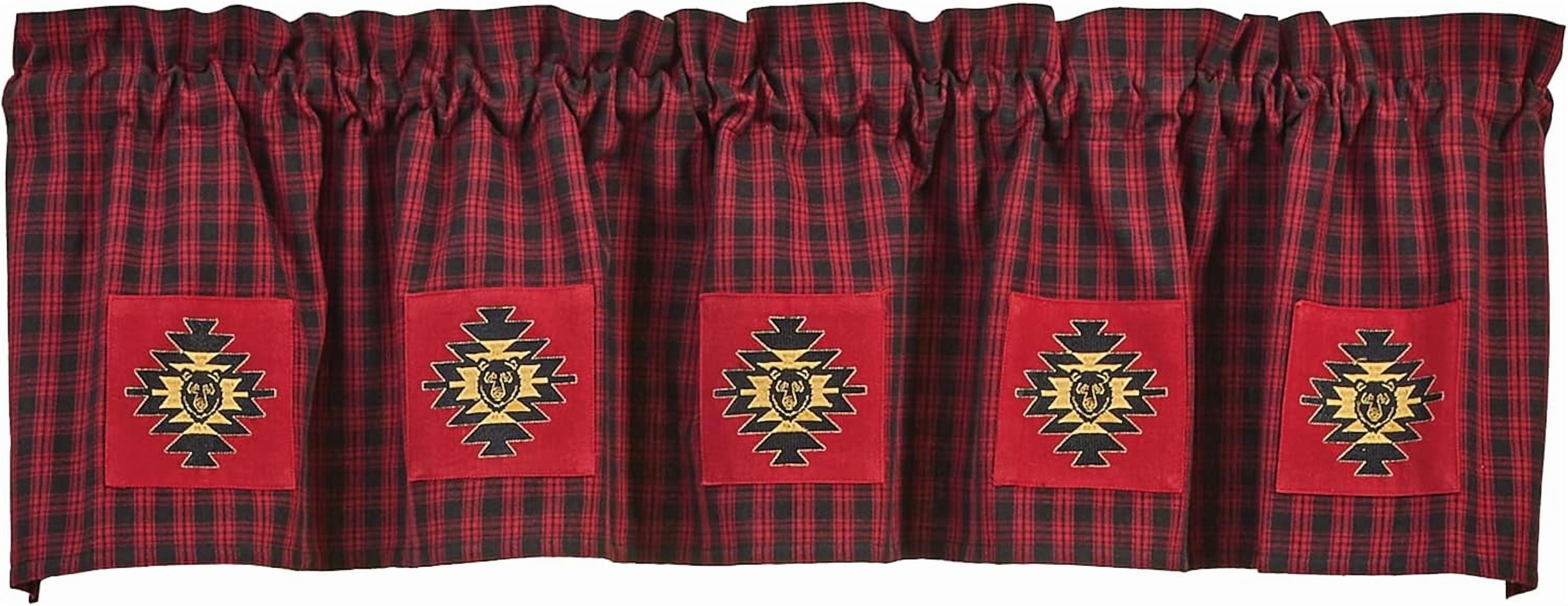 Black Bear Red Lined Patch Valance 60" x 14", Red Black Window Valances ...