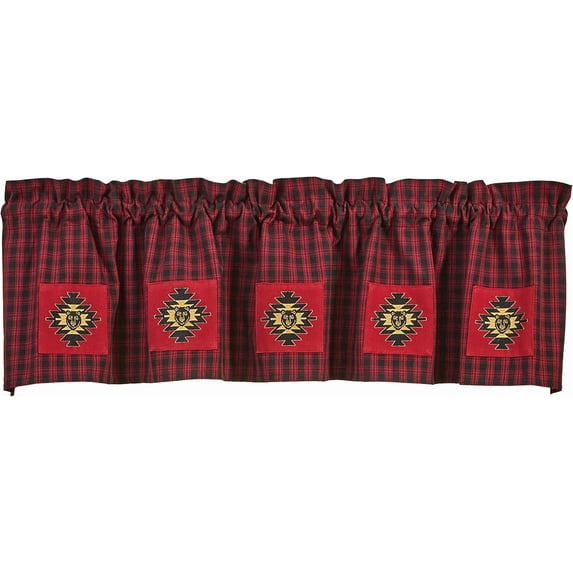 Black Bear Red Lined Patch Valance 60" x 14", Red Black Window Valances ...
