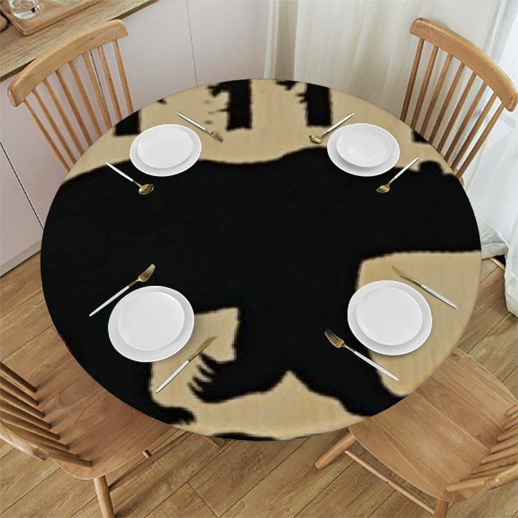 Black Bear Round Tablecloth, Rustic Animal Round Tables, Vintage Forest ...