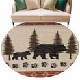 Black Bear Rustic Round Rug 7ft Washable Circle Rugs Non Slip Trees ...