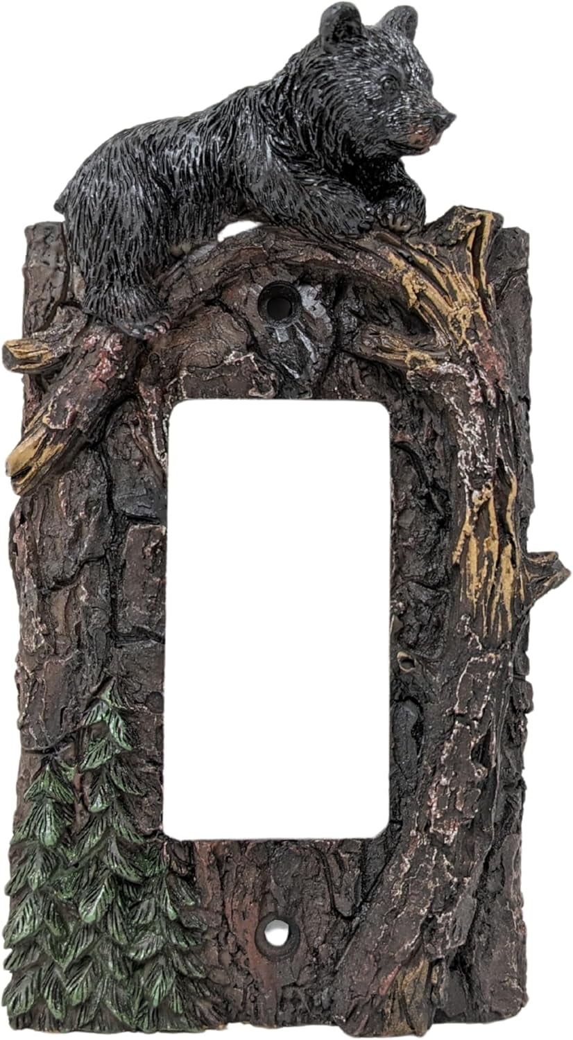 Black Bear Single Rocker Switch Cover and Wall Plate - Decorative Resin ...