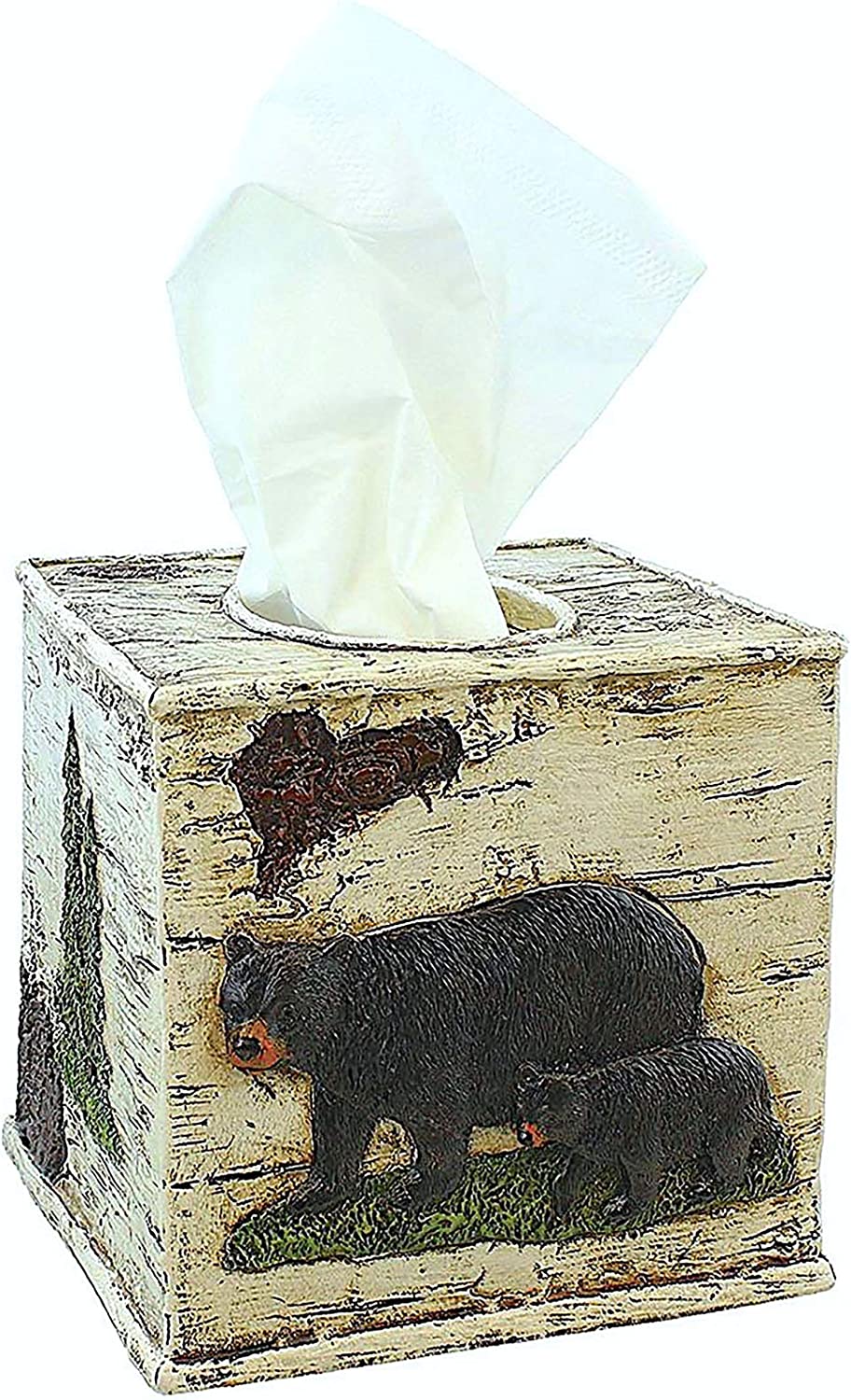Black Bear Square Facial Tissue Cube Cover Bathroom Decor Accessory ...
