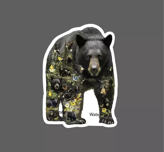 Black Bear Sticker Cubs Nature Life Forest Sticker Phone Decal Water ...