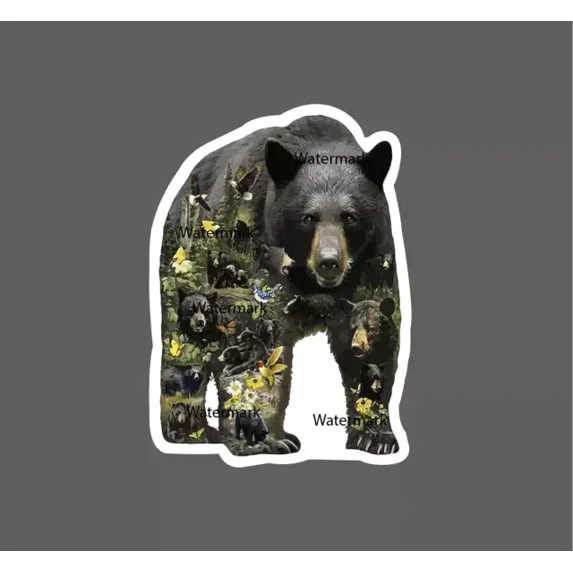 Black Bear Sticker Cubs Nature Life Forest Sticker Phone Decal Water ...
