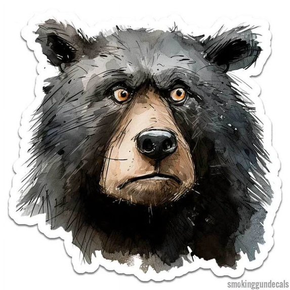 Black Bear Sticker Indoor Outdoor Phone Decal Water Bottle Stickers Car ...
