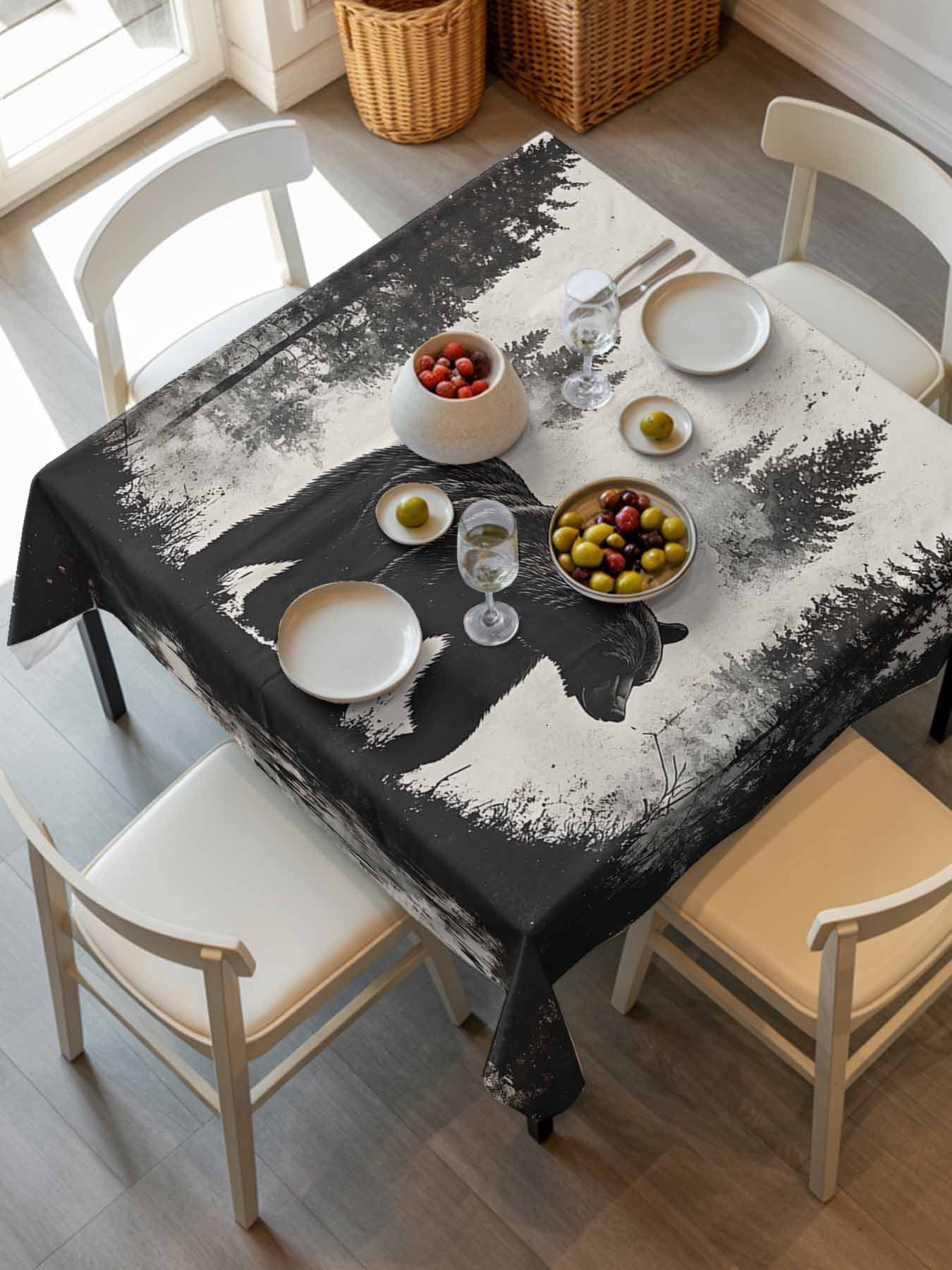 Black Bear Tablecloth Square Table Cloth 54x54, Waterproof Outdoor ...