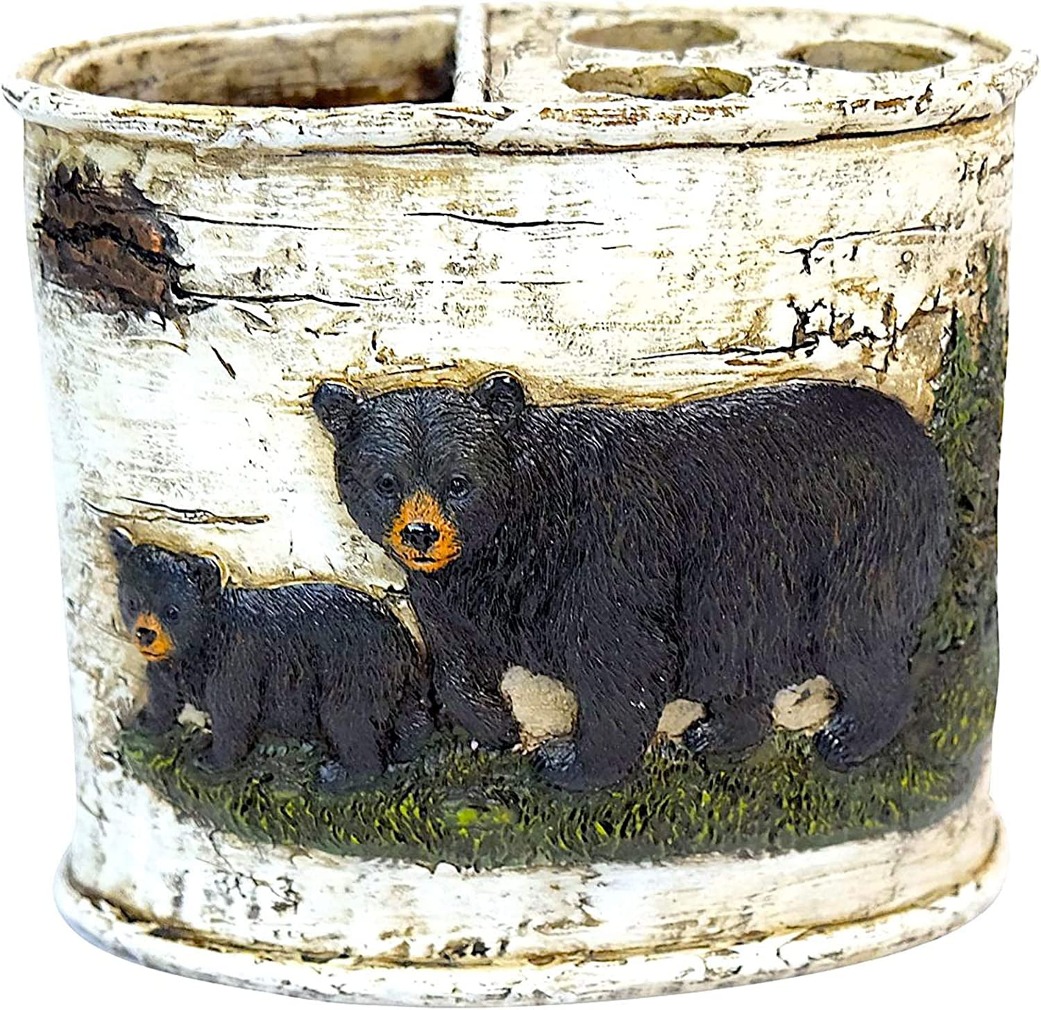 Black Bear Toothbrush Toothpaste Holder Bathroom Accessory Cabin Lodge ...