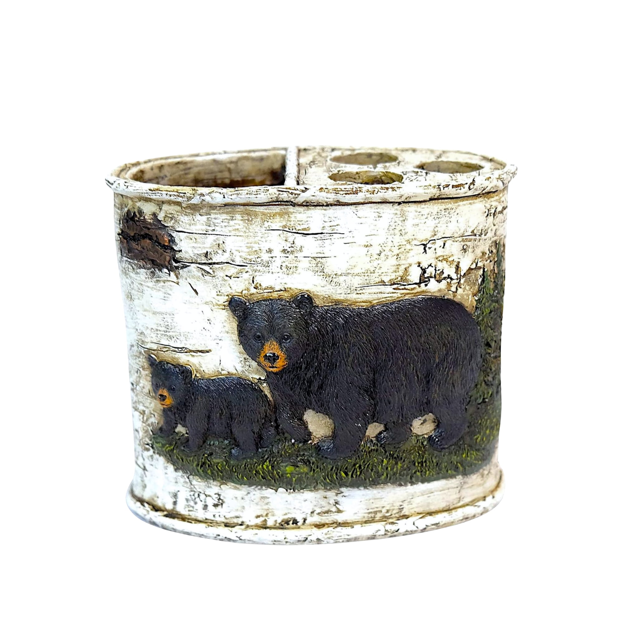 Black Bear Toothbrush Toothpaste Holder Bathroom Accessory Cabin Lodge ...