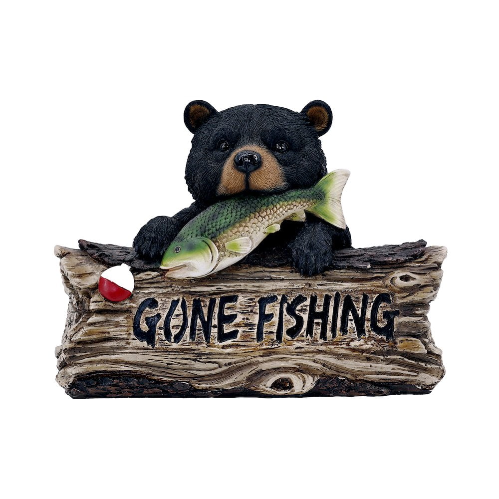 Hi-Line Gift Ltd. Black Bear W/Gone Fishing Sign - Walmart.com