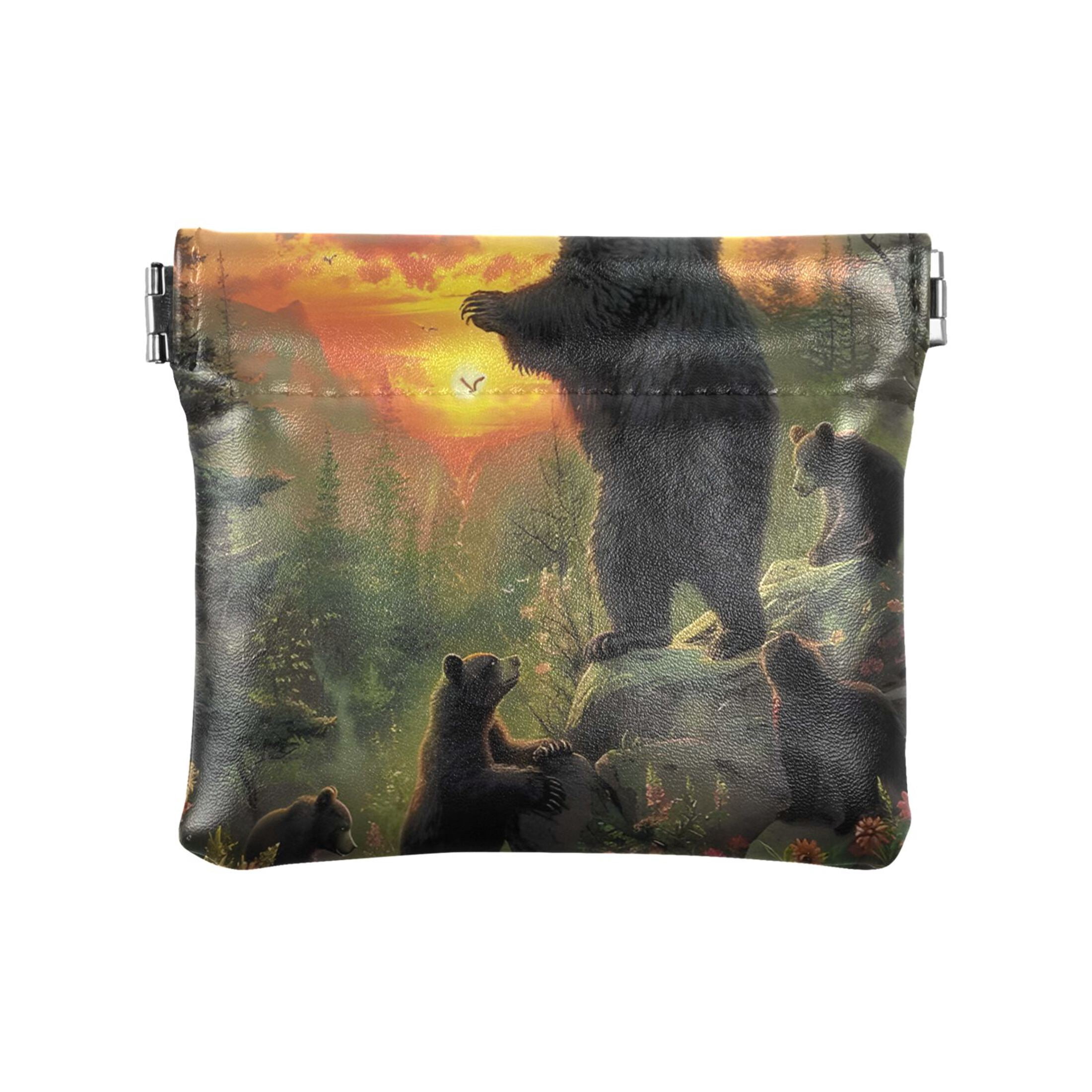 Black Bear Wallet Small PU Leather Change Pouch Wallet for Women ...