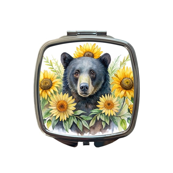 Black Bear Watercolor Design With Sunflowers Travel Makeup Handbag ...