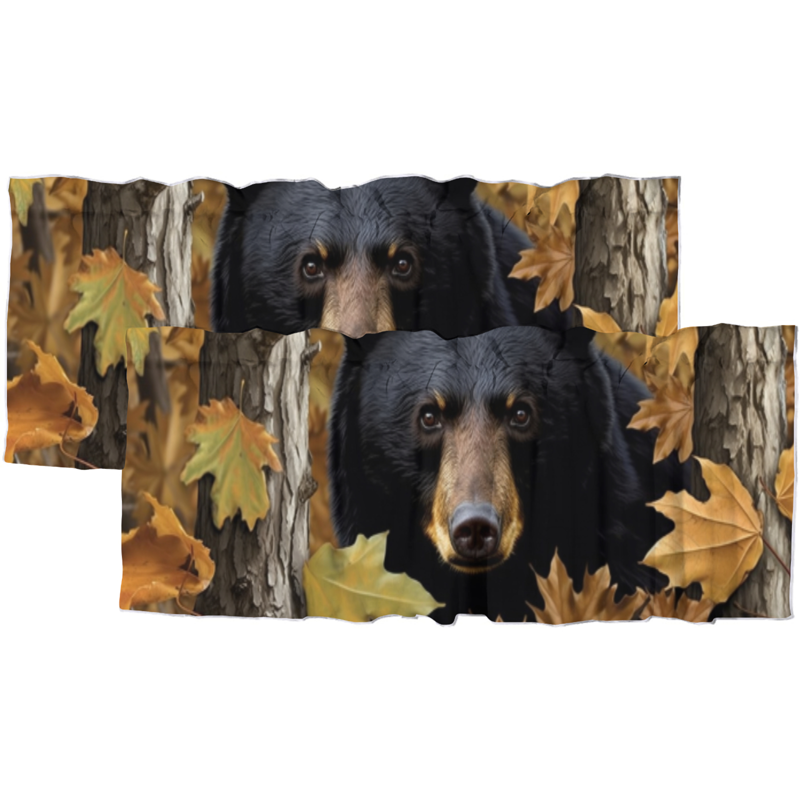 Black Bear Window Valances Rustic Autumn Fall Forest Farmhouse Wildlife ...