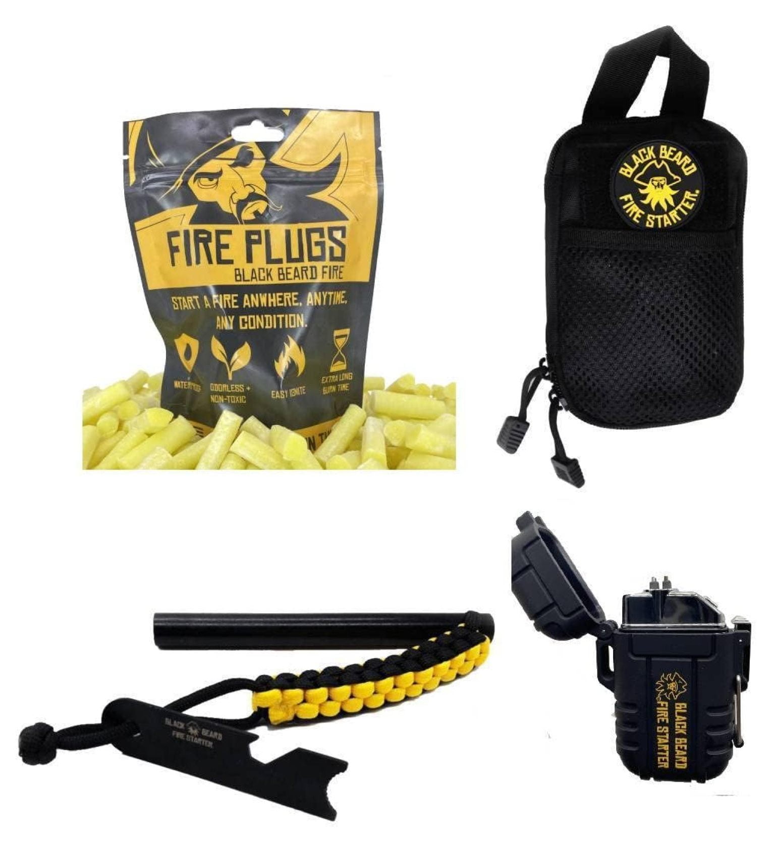 Black Beard Fire Plug Kit - 50 Waterproof Fire Plugs, Arc Lighter ...