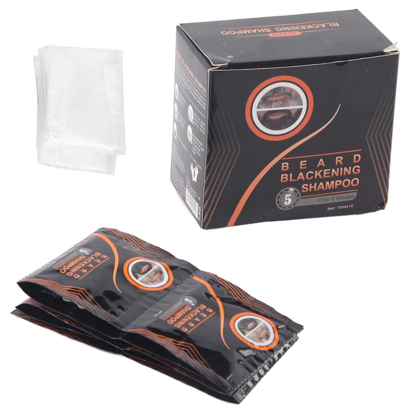 Black Beard Hair Shampoo Dye, 10 Pcs Black Natural Hair and Beard ...