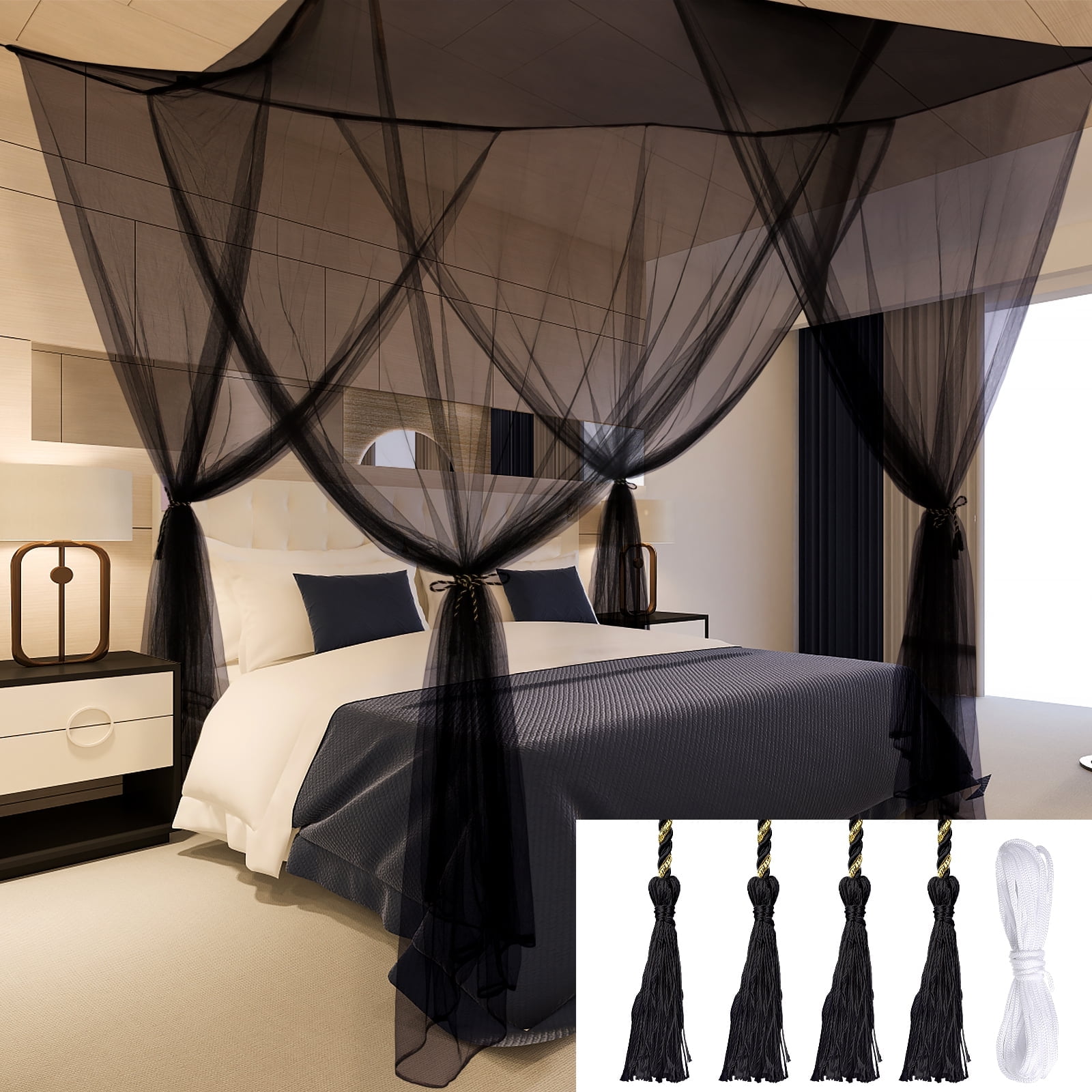 Black Bed Canopy Net - Walmart.com