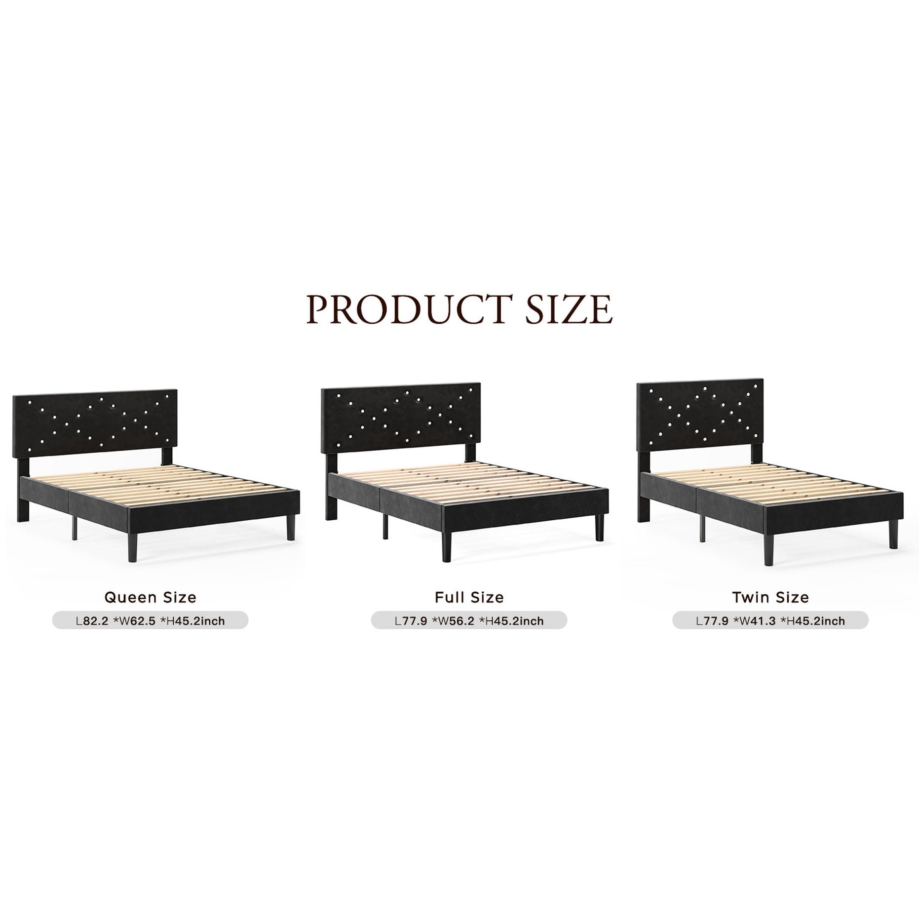 Black Bed Frame, Full Size, Protects Flooring with Plastic Plugs ...