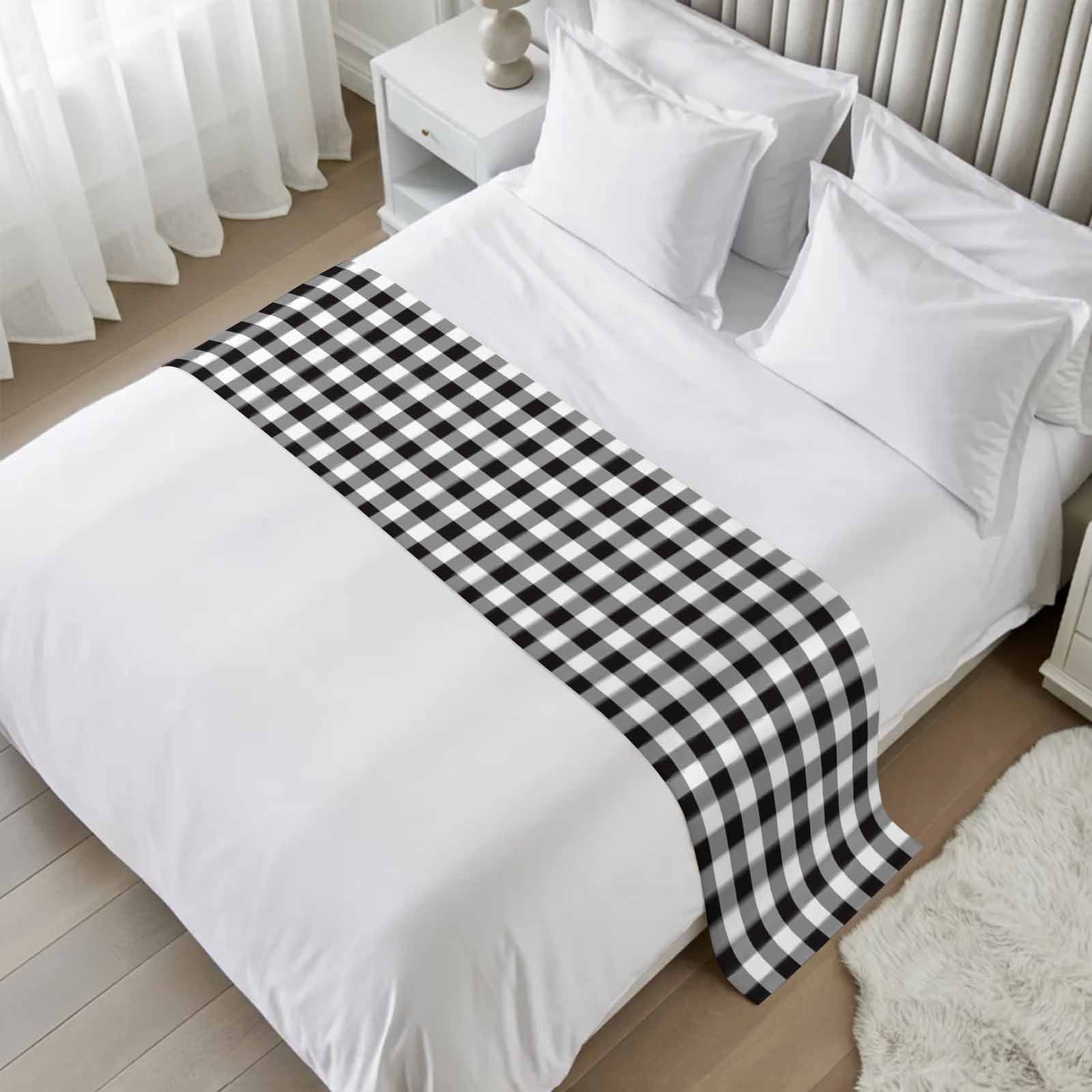 Black and Bed Runner Scarf, White Checkerboard Gradient Simple Grid ...