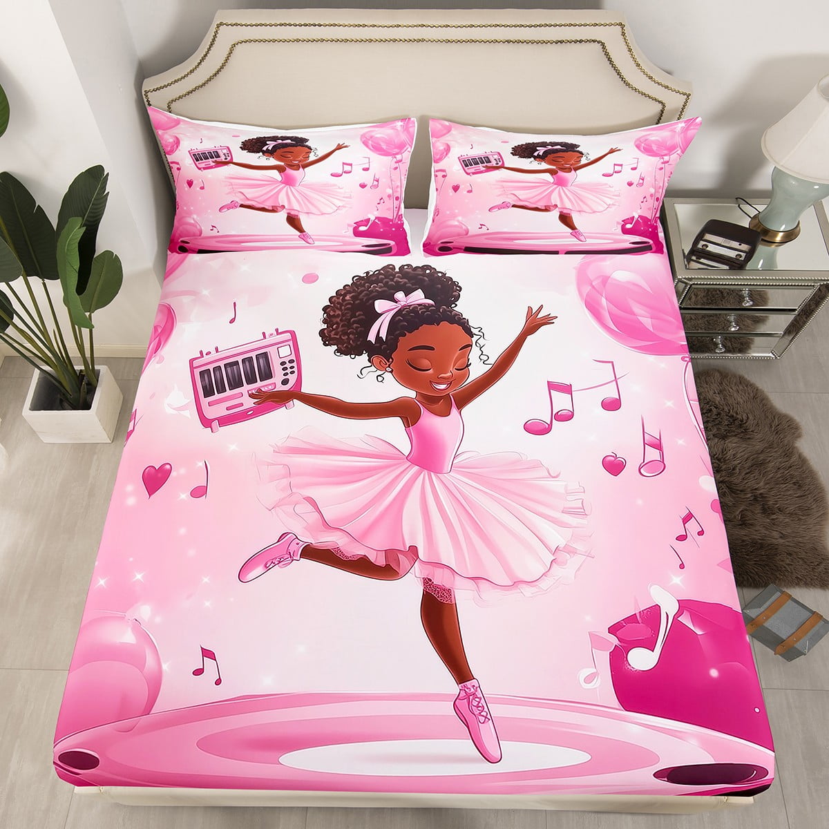 Black Bed Sheets Full Teens,Black Magic Fitted Sheet Cute Ballet Bed ...