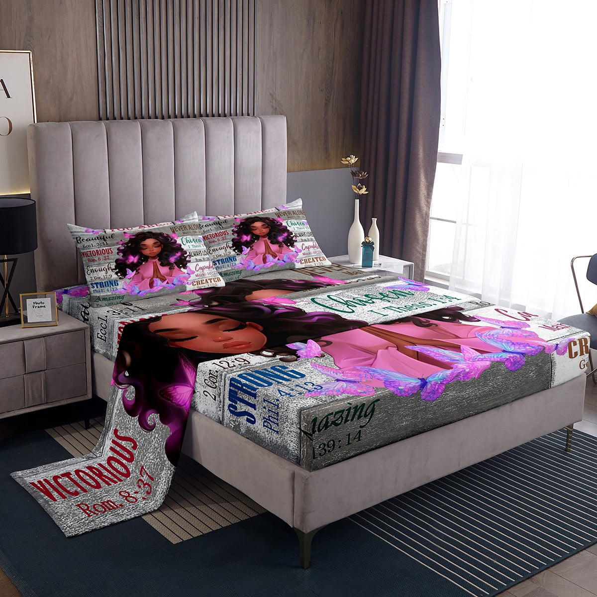 Black Bed Sheets Set Full Size Women, American African Bedding Set ...