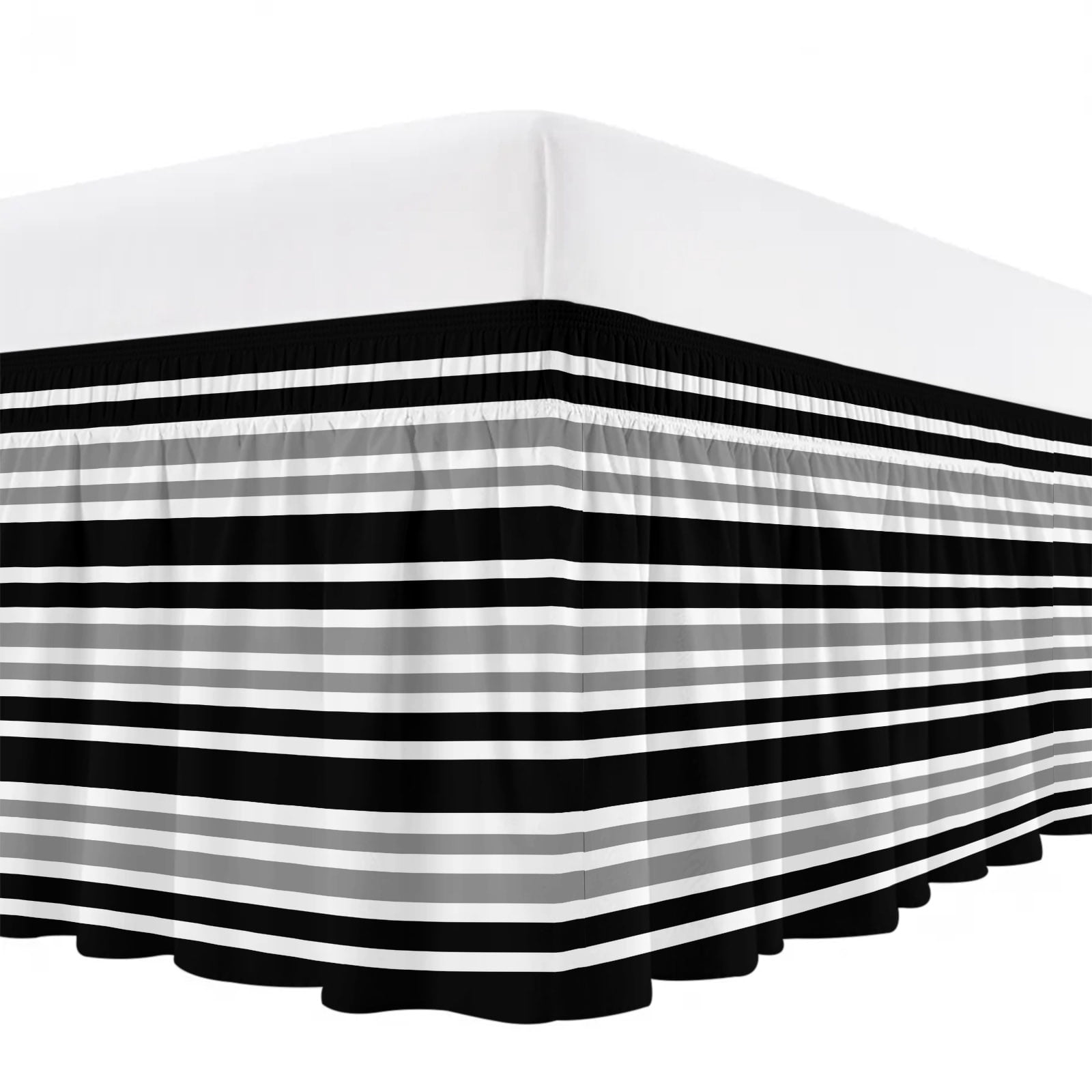 Black and Bed Skirt California King Size 16 Inch Drop, Gray Stripe ...
