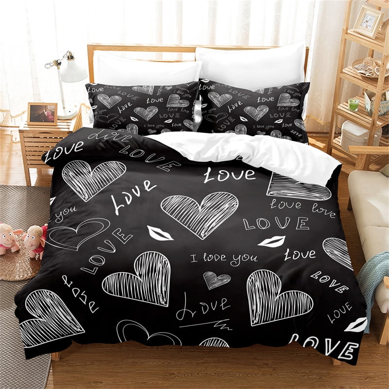Black Bedding Set Cartoon Fashion Youth Duvet Cover Women Duvet Cover ...