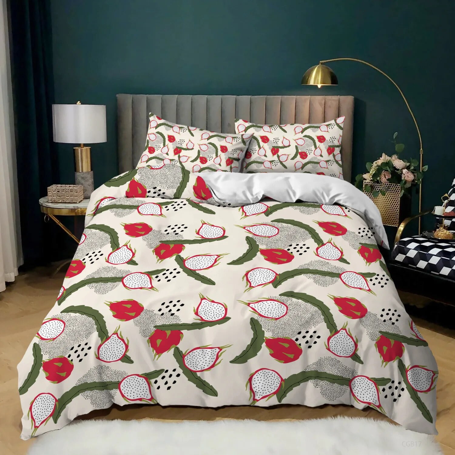 Black Bedding Set Comforter Cover for Kids Adult Cute Pitaya Duvet ...