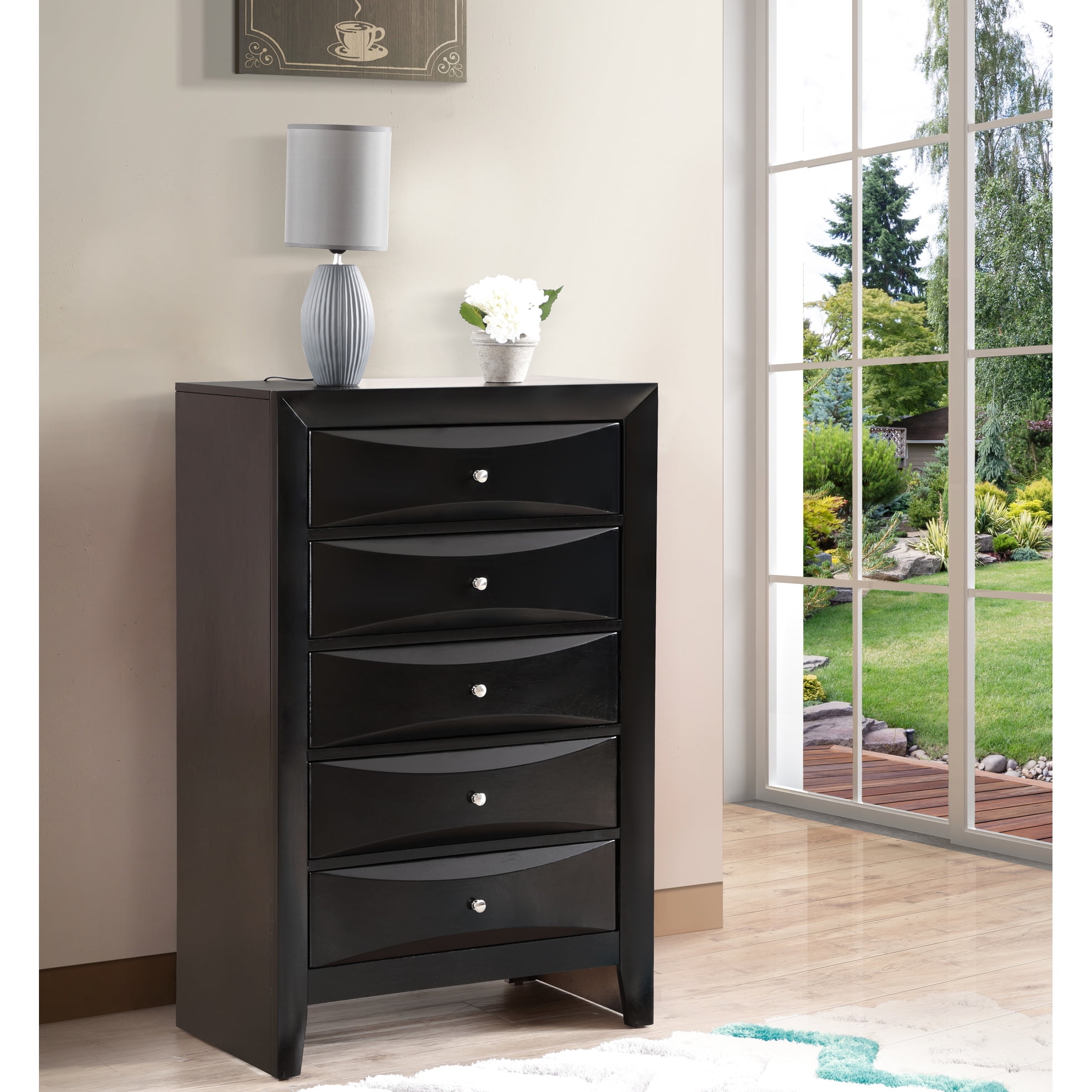 Black Bedroom Furniture Chest - Molded Resin Drawer , Real Wood Veneers ...