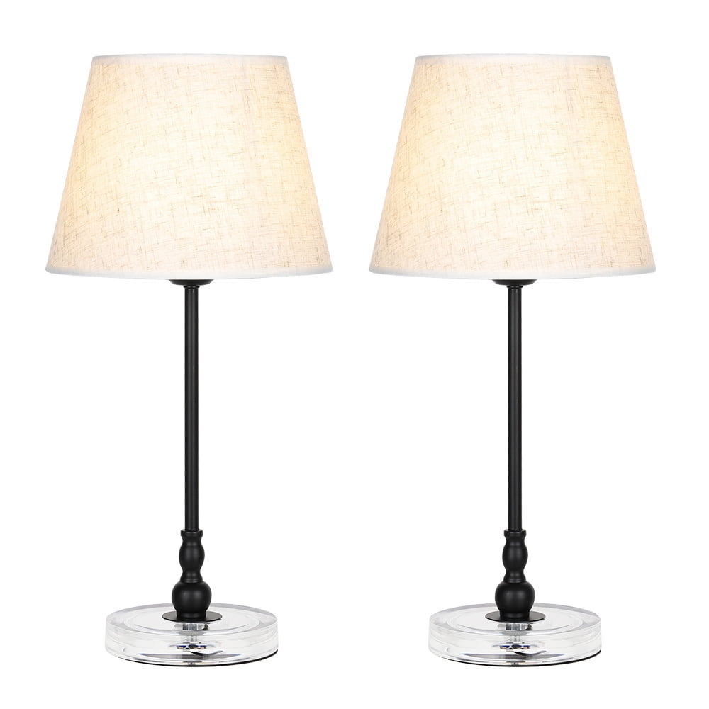 Black Bedside Lamps with Acrylic Base, Small Nightstand Lamps for ...