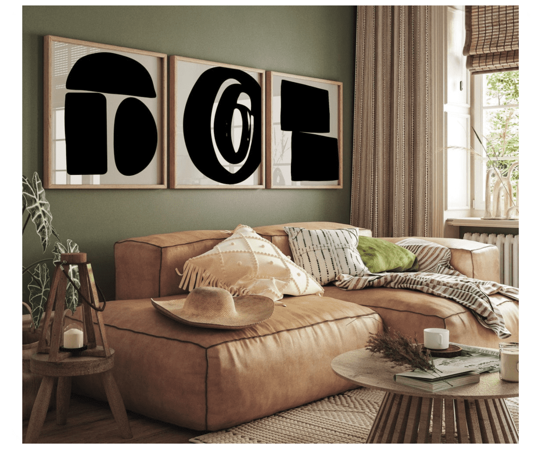 Black Beige Abstract Masculine Office Poster Home Decor Office Wall Art ...