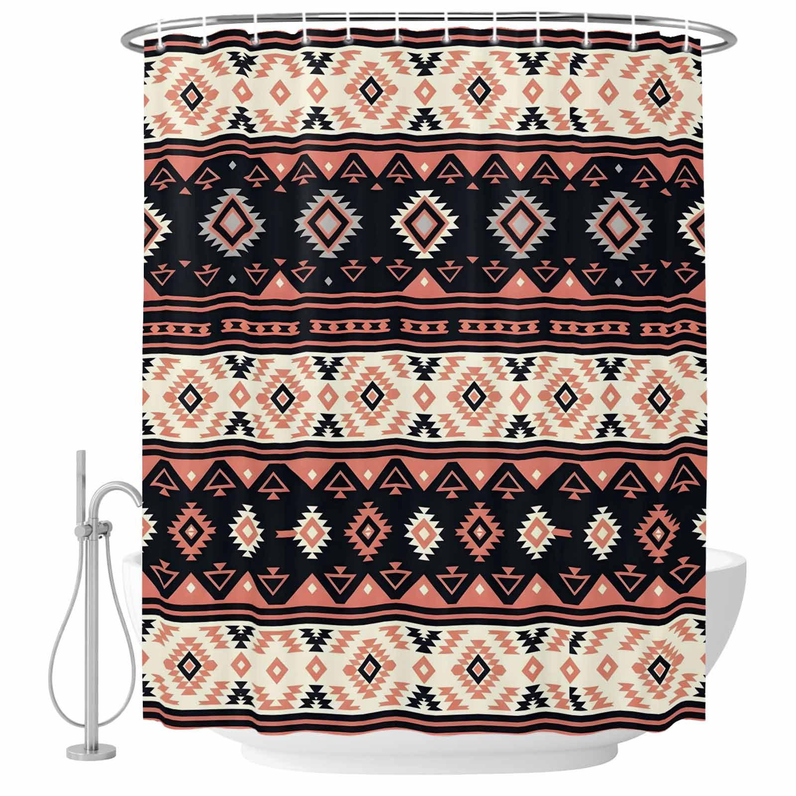 Black Beige Boho Shower Curtain Set - Extra Long 72" x 96" Washable ...