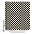 Black Beige Checkered Bathroom Shower Curtains with 12 Hooks Waterproof ...