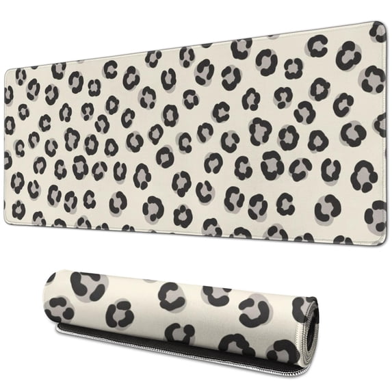 Black and Beige Leopard Print Extended Large Mouse Pad, Keyboard Mouse ...