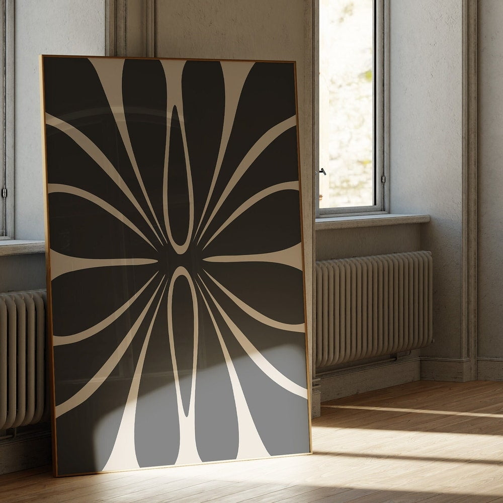 Black Beige Modern Abstract Art, Black Abstract Print, Mid Century ...