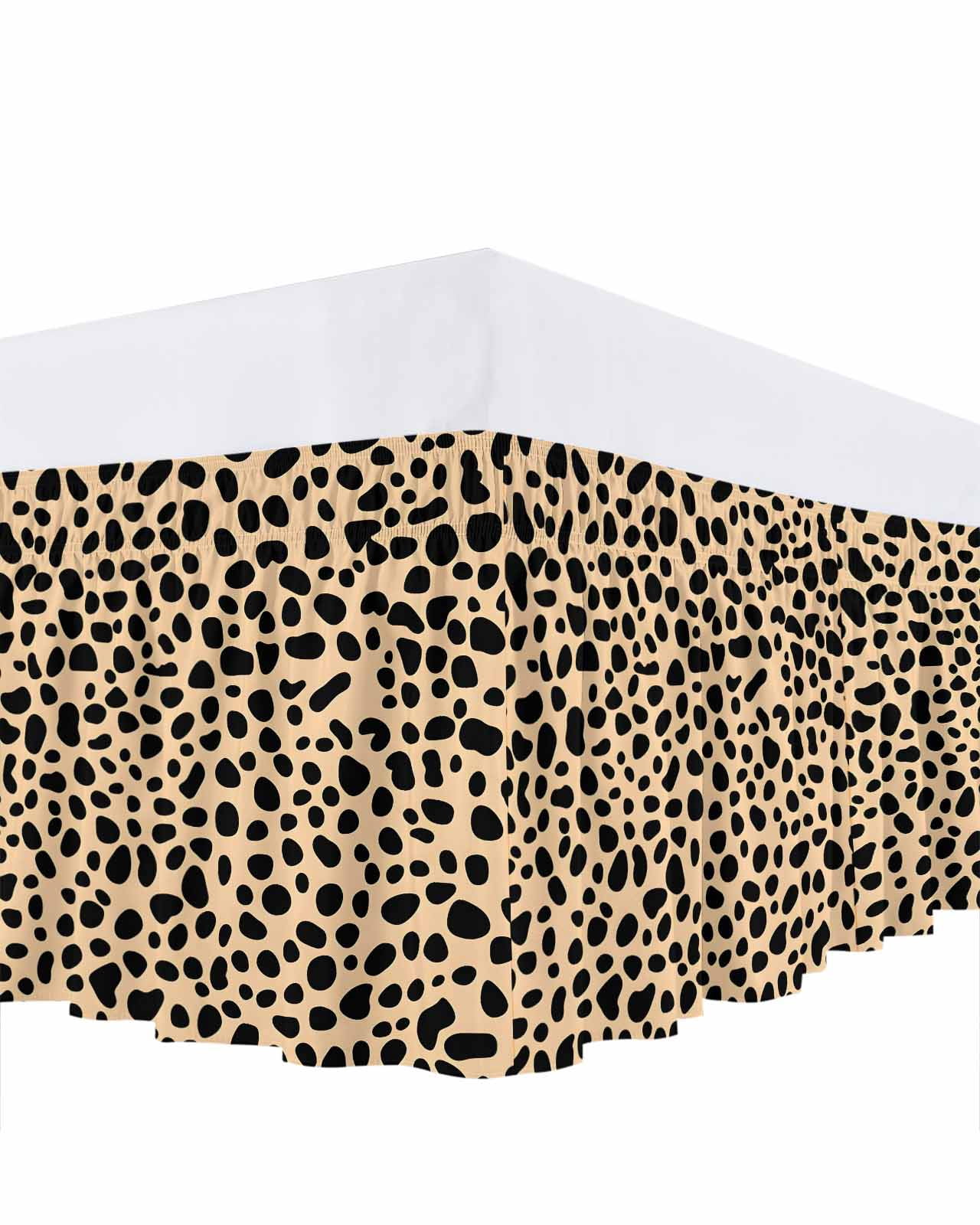 Black Beige Modern Bed Skirt Queen Size, Abstract Art Retro Wrap Around ...