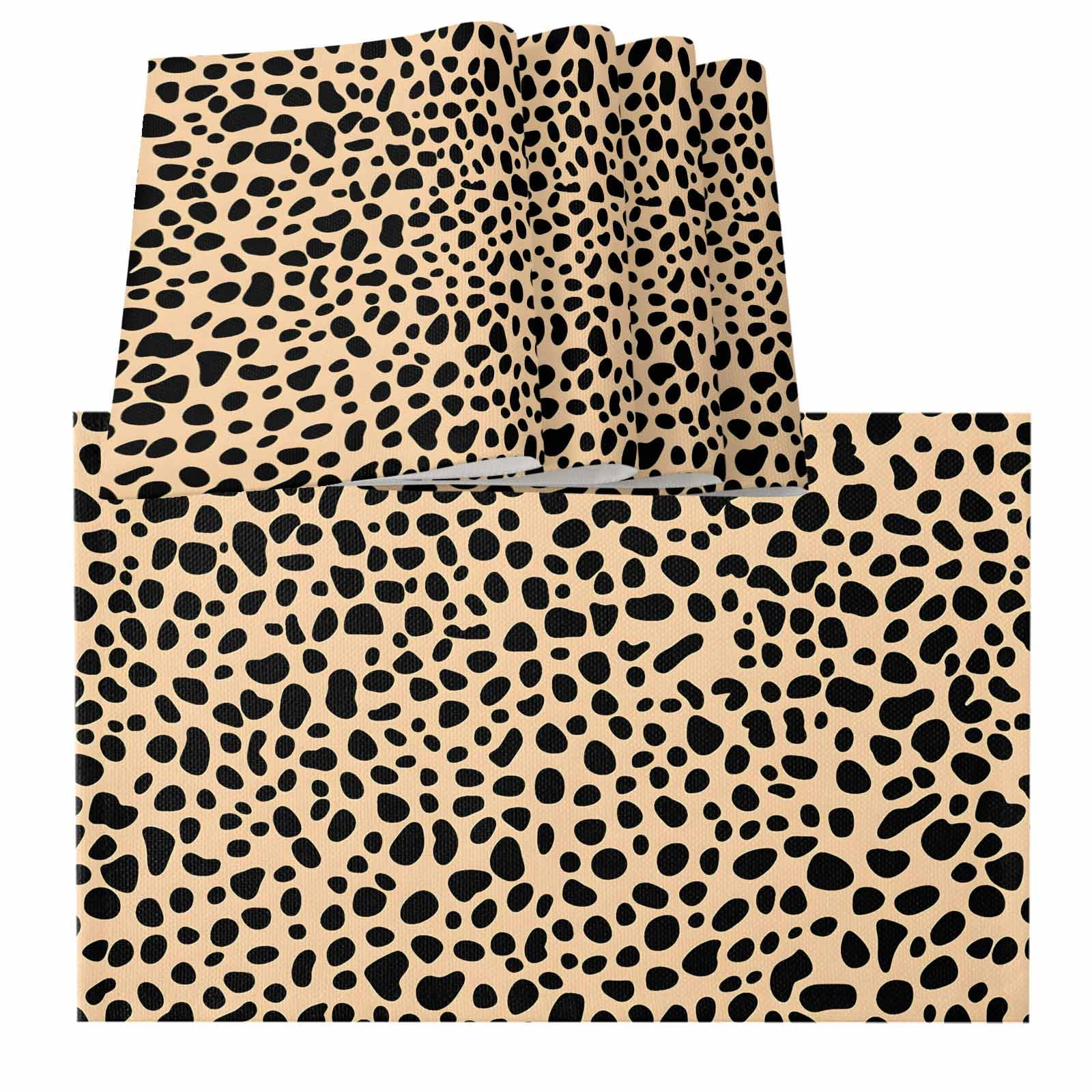 Black Beige Modern Placemats for Dinning Table Set of 4, Abstract Art ...