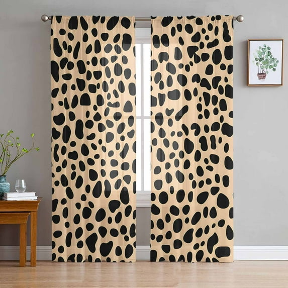 Black Beige Modern Sheer Curtains 72 Inch Length 2 Panels Set for ...