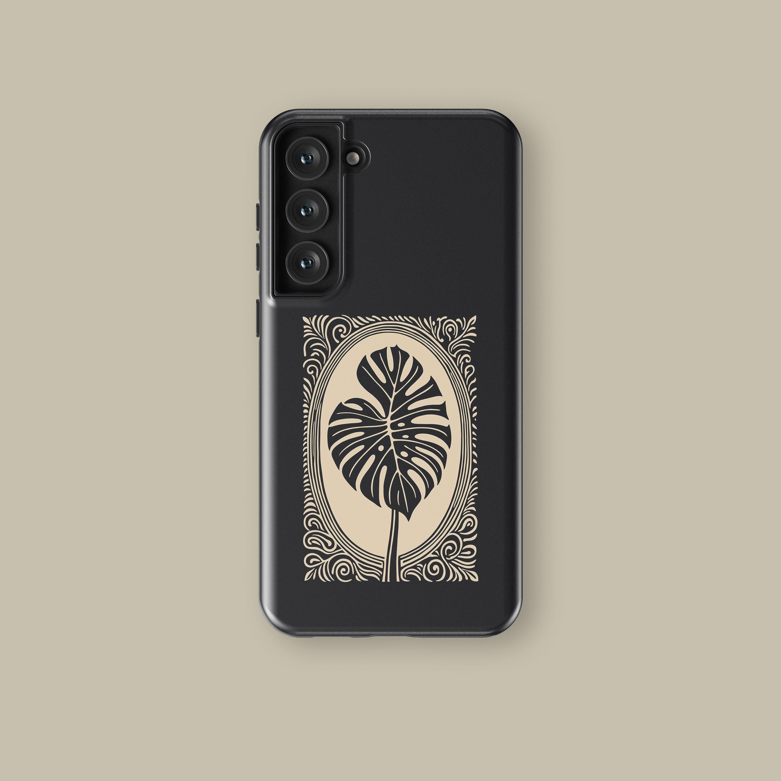 Black Beige Monstera Leaf Case for iPhone Samsung Tropical Plant ...