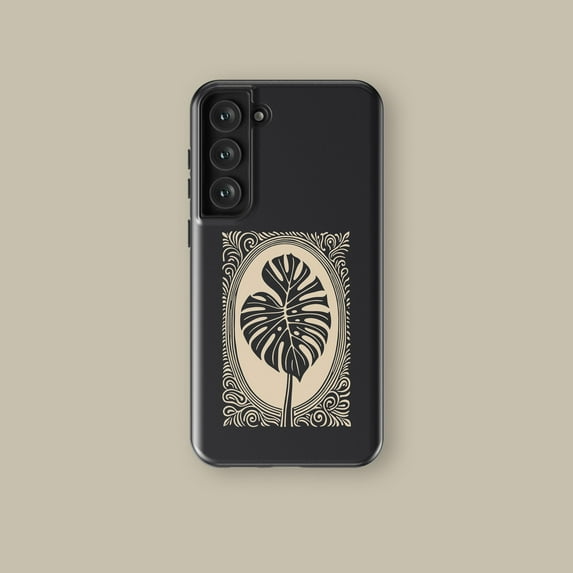Black Beige Monstera Leaf Case for iPhone Samsung Tropical Plant ...