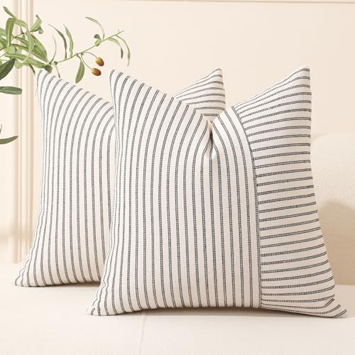 Black and Beige Patchwork Farmhouse Throw Pillow Covers 24 x 24 Inch ...