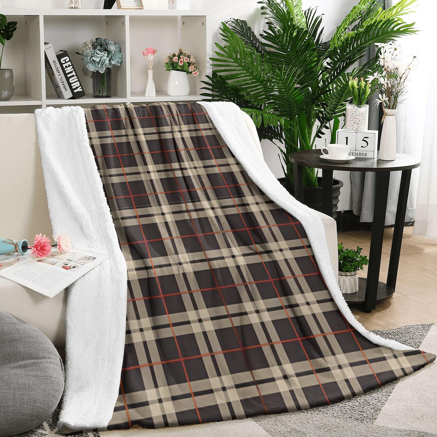 Black Beige and Red Checkerboard Checkered Pattern Blanket,Comfortable ...