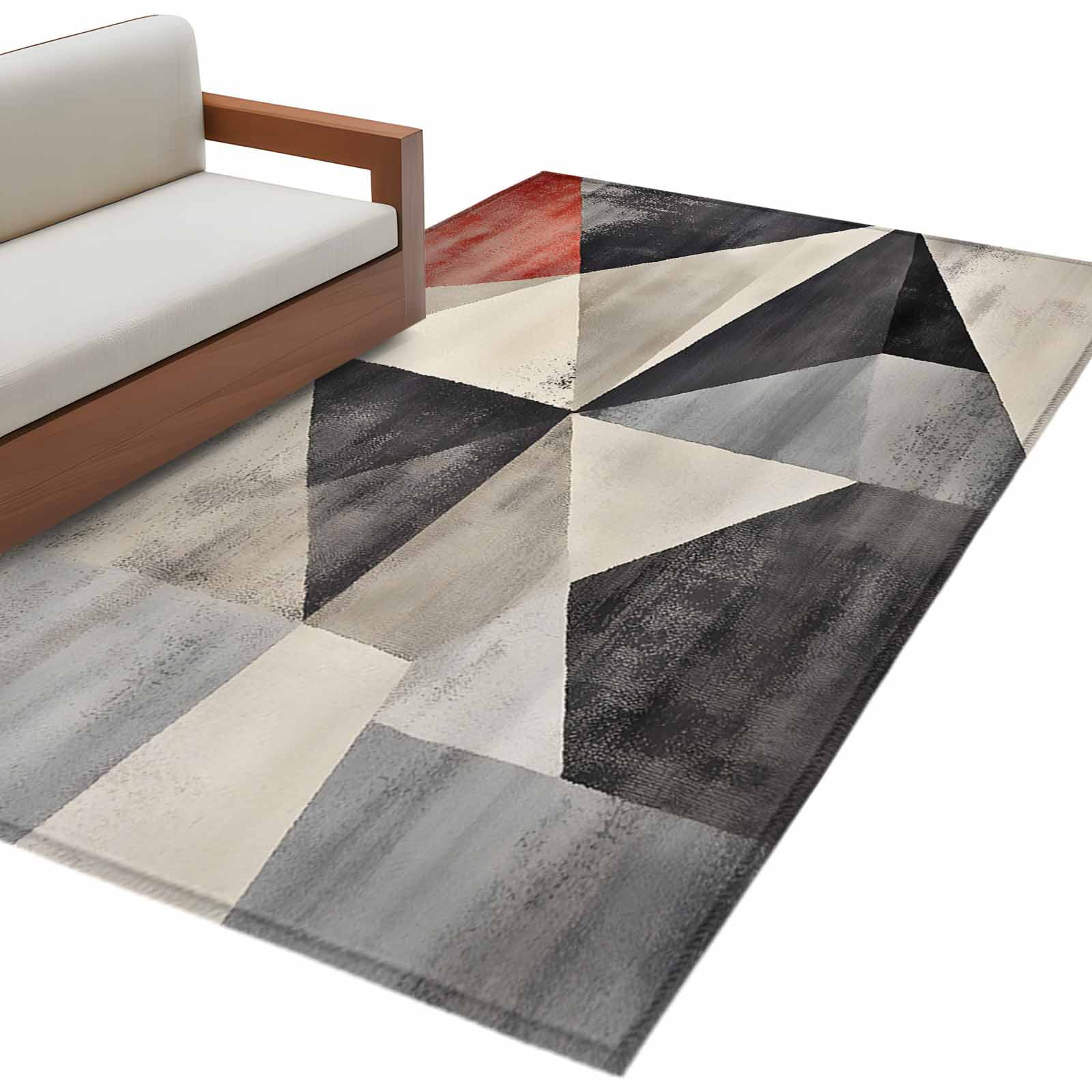 Black Beige Rhombus Large Area Rugs for Bedroom Living Room, Soft Non ...