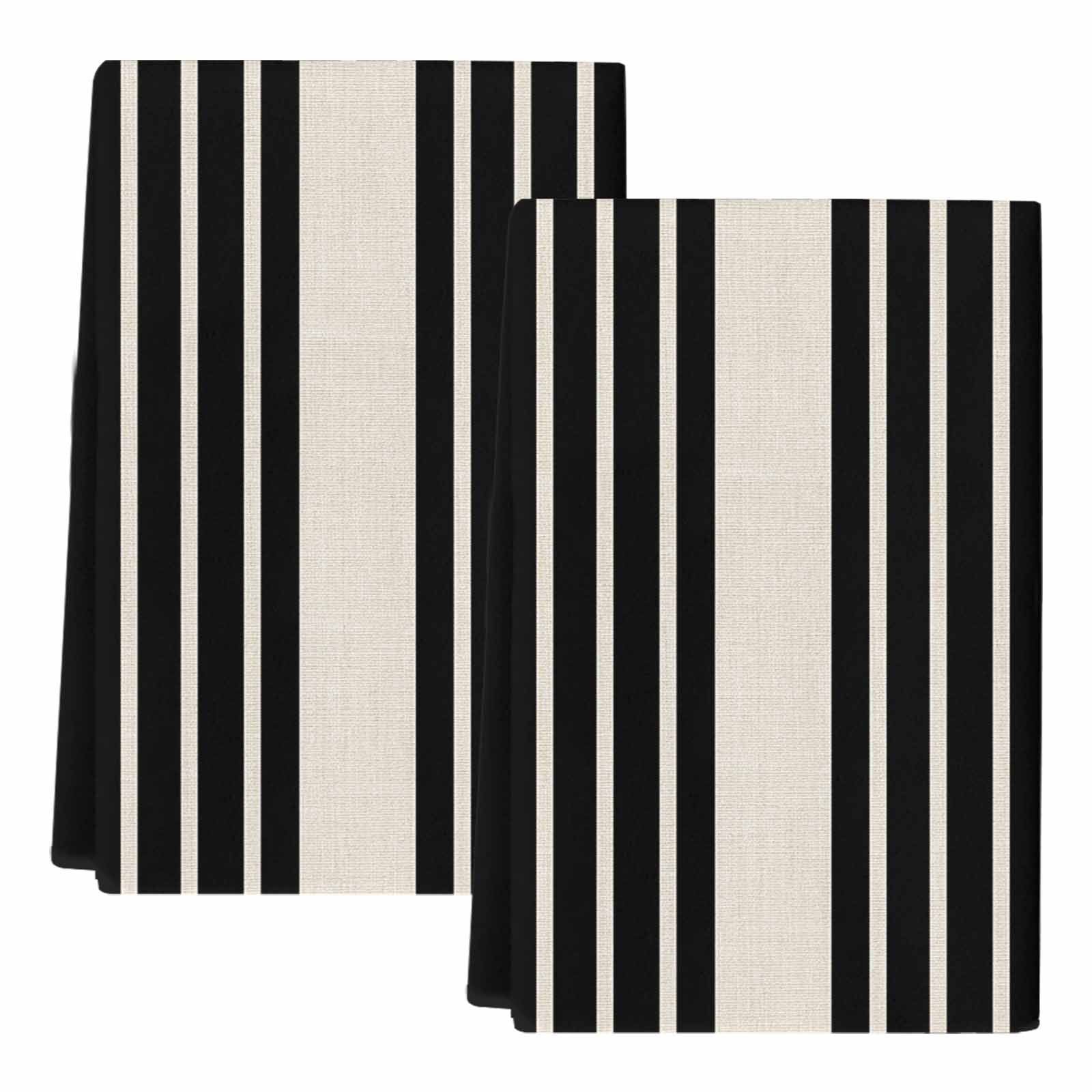 Black Beige Striped Kitchen Towels Set of 2, Modern Farmhouse Retro ...