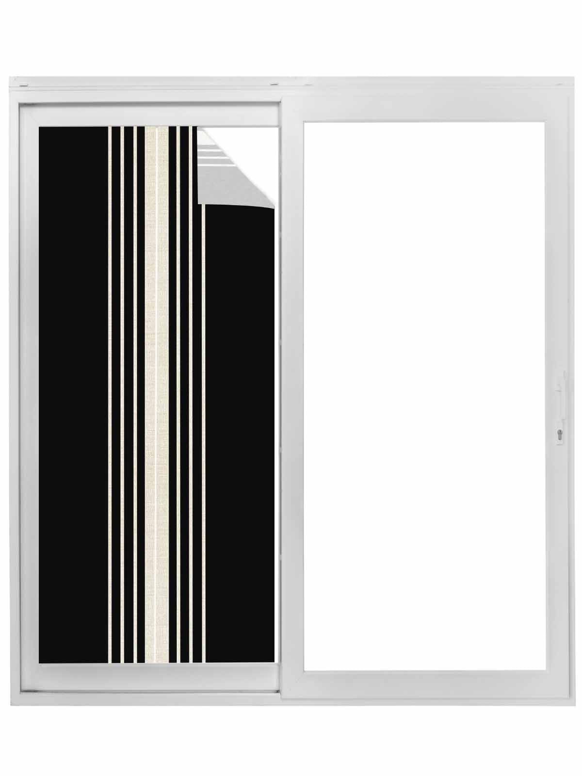 Black Beige Striped Window Privacy Film, Modern Farmhouse Retro Lines ...