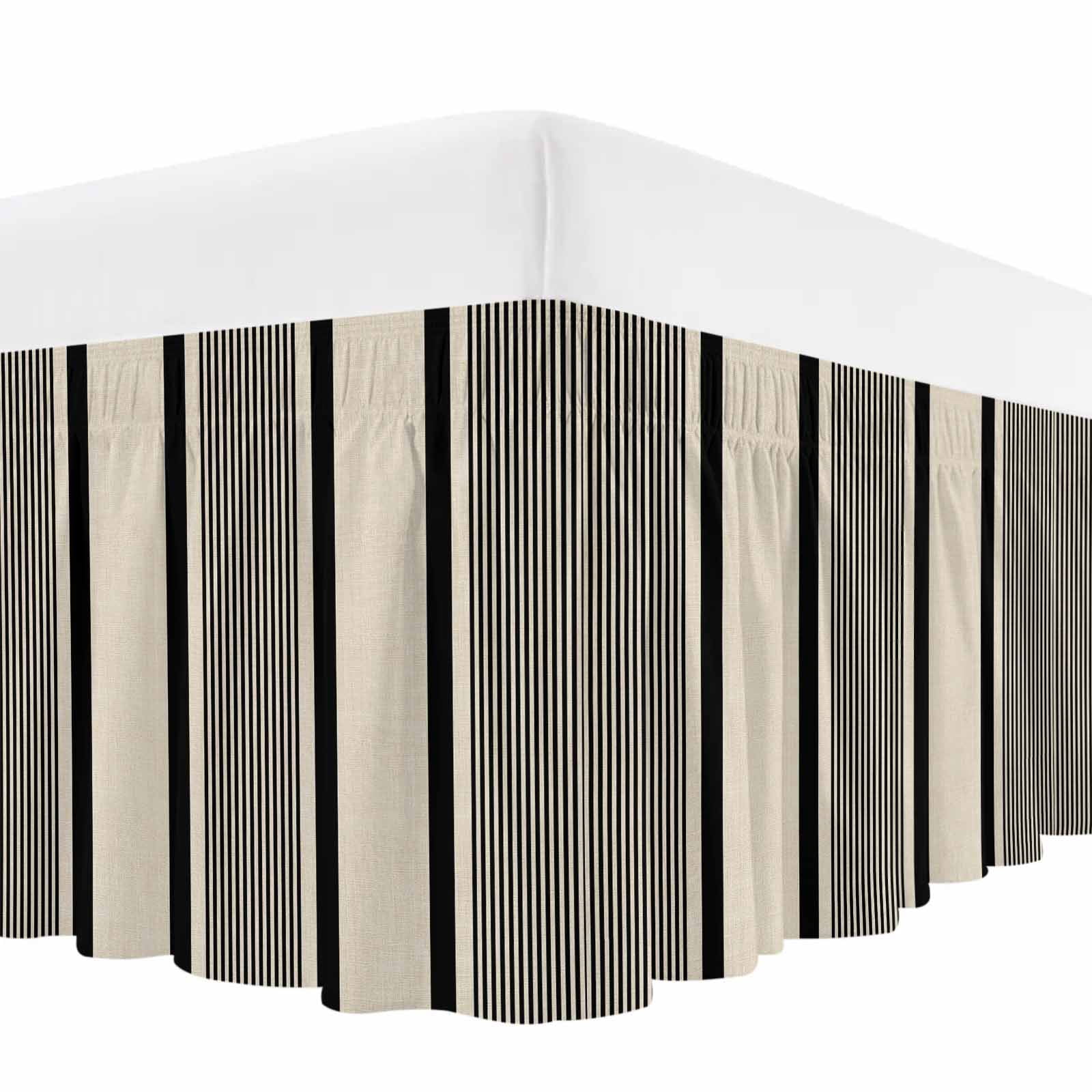 Black Beige Stripes Bed Skirt Bed Skirts King Size 16 Inch Drop, Lines ...